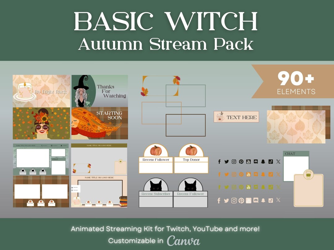 Basic Witch Autumn Stream Pack | Twitch Stream Overlay Pack | Twitch ...