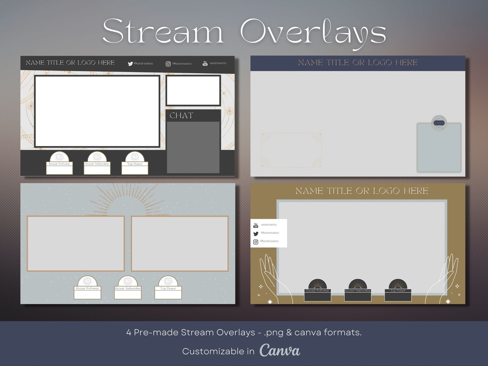 Celestial Moon and Stars | Twitch Stream Overlay Package | Twitch ...