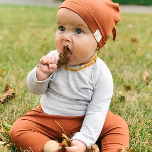 Rust Orange Infant & Toddler Hat Top Knot Hat Infant Beanie Little K ...