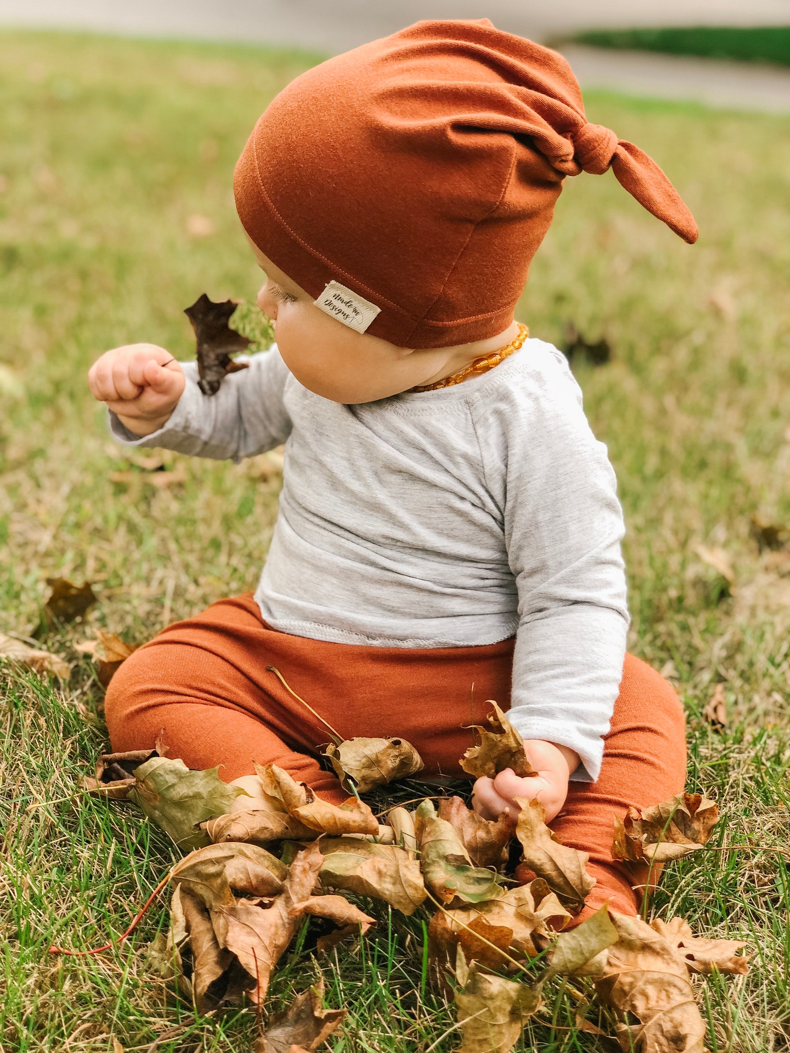 Rust Orange Infant & Toddler Hat Top Knot Hat Infant | Etsy