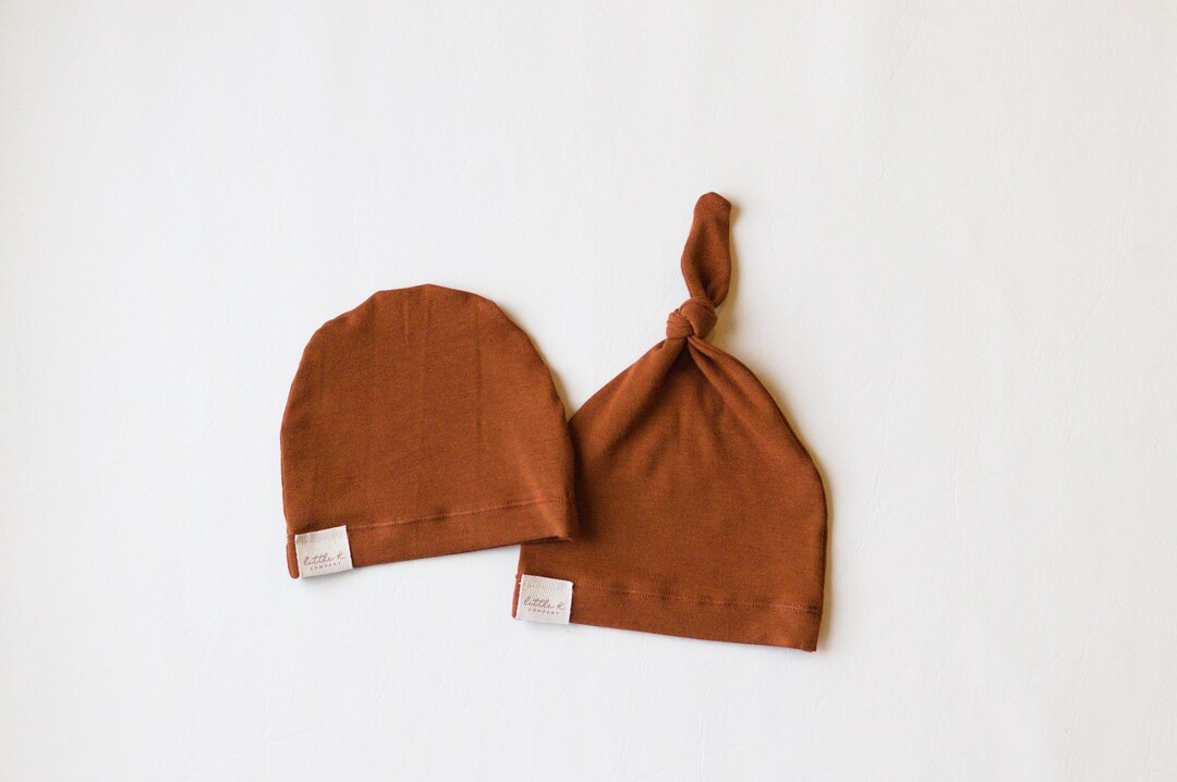 Rust Orange Infant & Toddler Hat Top Knot Hat Infant Beanie Little K ...