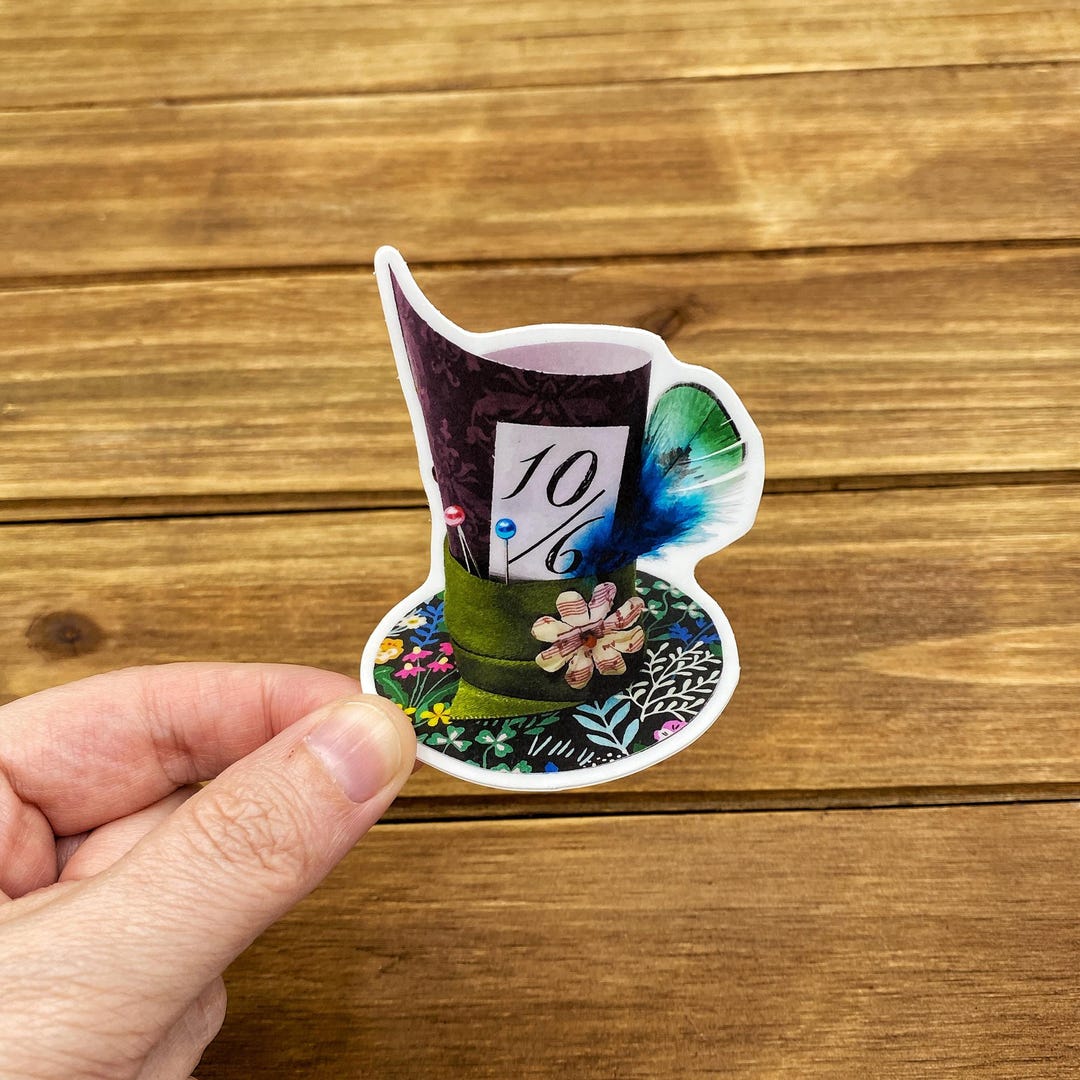 Mad Hatter Hat Sticker: Wonderland Art, Matte Die Cut - Etsy