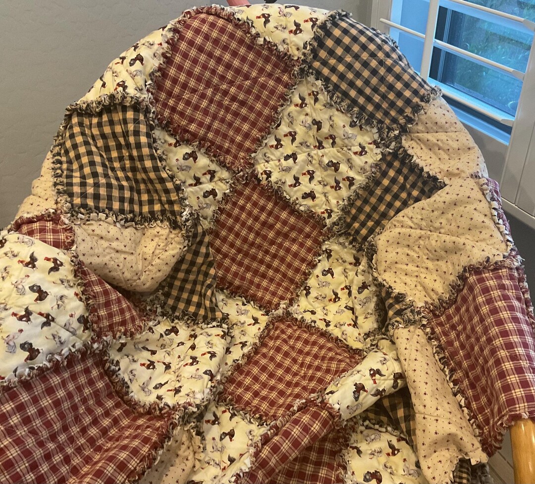 Rag Quilt, Farmhouse Rag Quilt, Country Charm Rag Quilt, Lap Quilt ...