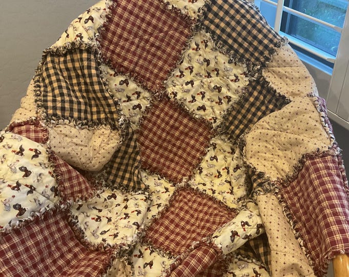 Rag Quilt, Farmhouse Rag Quilt, Country Charm Rag Quilt, Lap Quilt ...