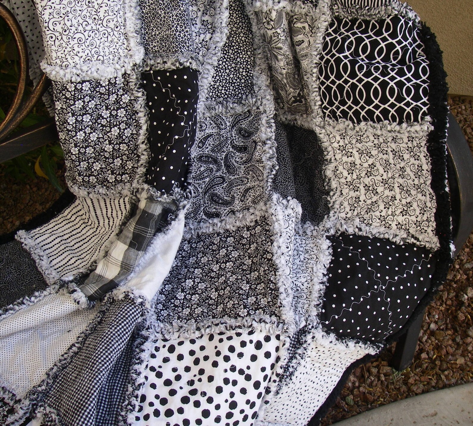 Custom Rag Quilt Black & White Throw Quilt Lap Quilt | Etsy