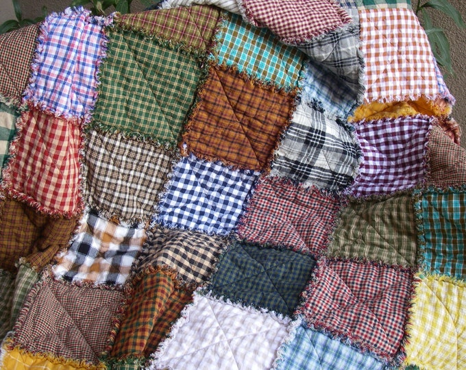Country Primitive Farm House Charm Homespun Patchwork Rag Quilt - Etsy