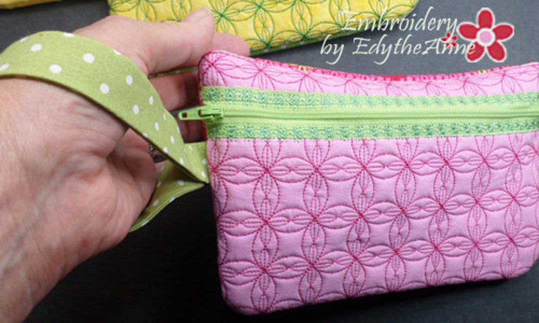 Built in CREDIT CARD WALLET Wristlet Zippered Bags Set of Two Completed ...