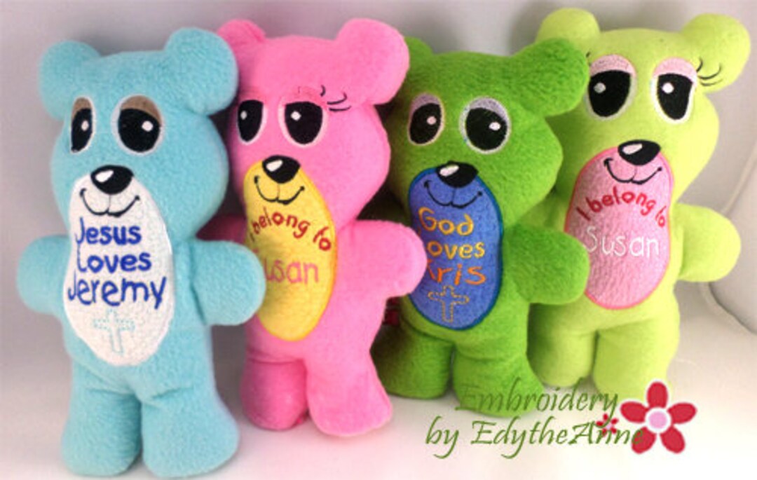 TEDDY BEAR PERSONALIZED in the Hoop Machine Embroidery Design - Etsy