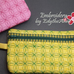 Built in CREDIT CARD WALLET Wristlet Zippered Bags Set of Two Completed ...