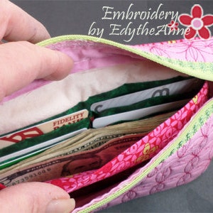 Built in CREDIT CARD WALLET Wristlet Zippered Bags Set of Two Completed ...