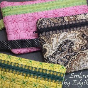 Built in CREDIT CARD WALLET Wristlet Zippered Bags Set of Two Completed ...