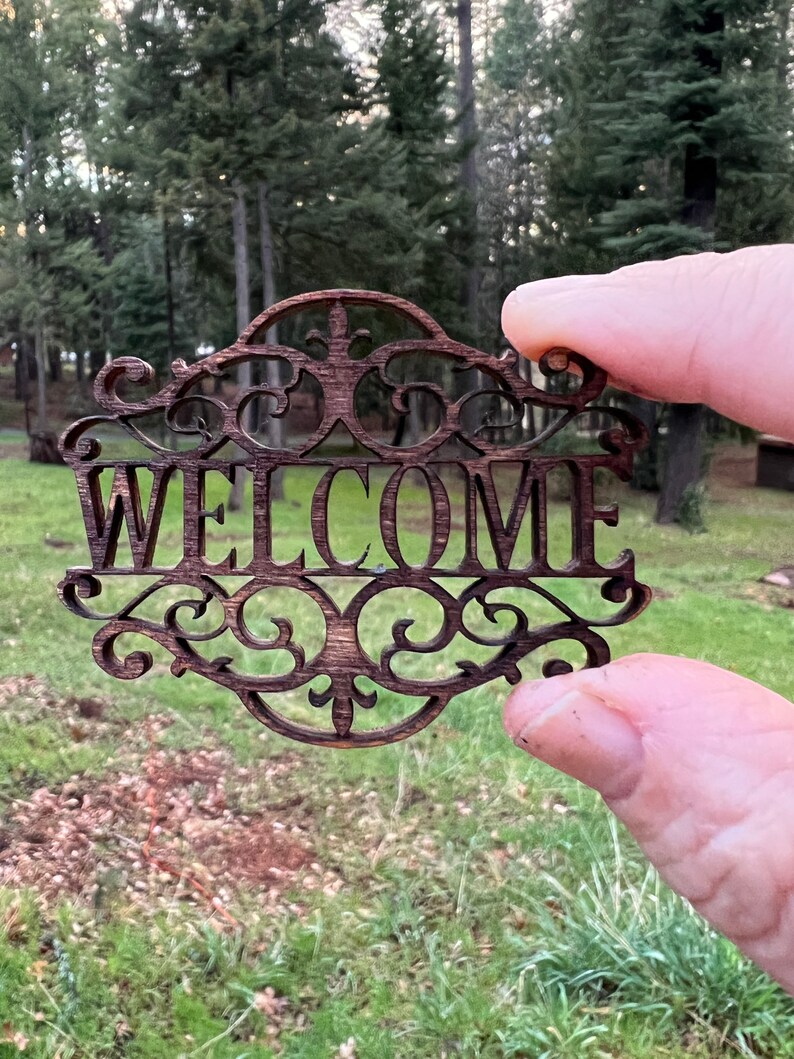 Dollhouse Miniature Wooden Welcome Sign | Etsy