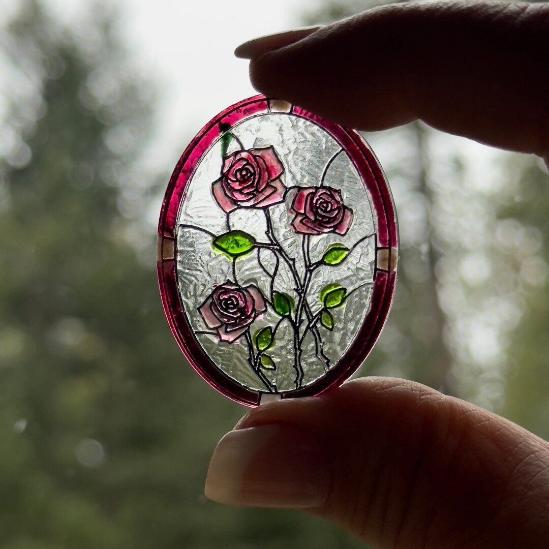 Roses Stained Glass Look Acrylic Window - Etsy