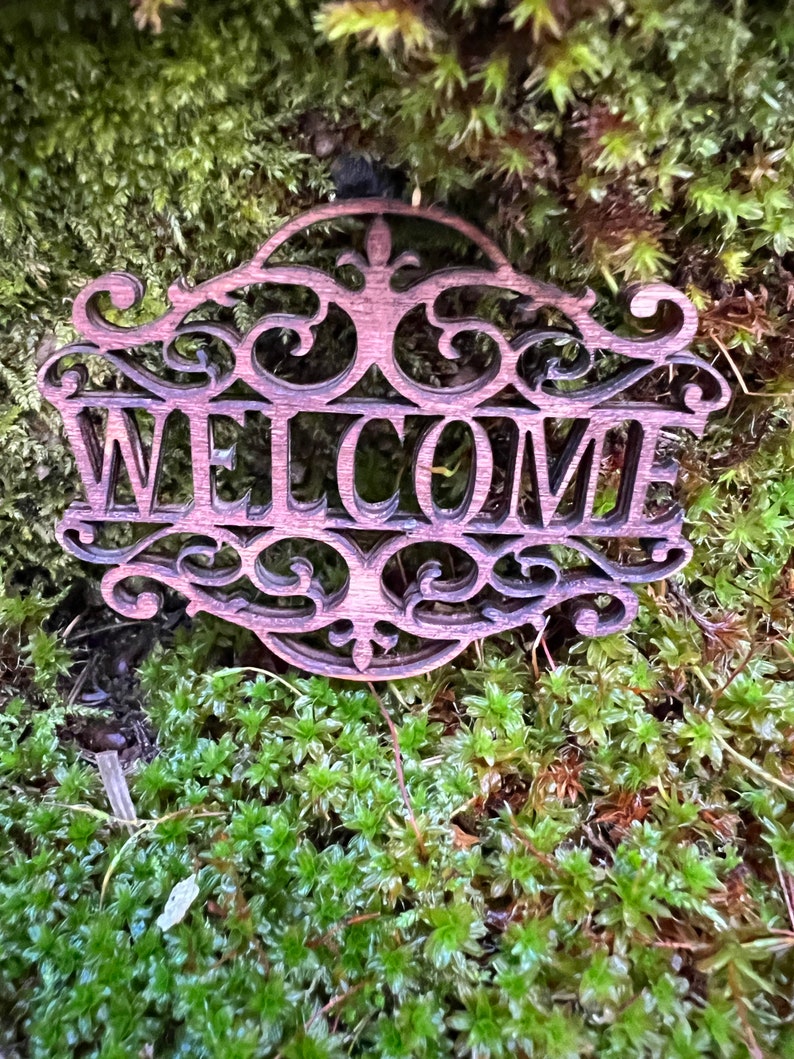 Dollhouse Miniature Wooden Welcome Sign | Etsy