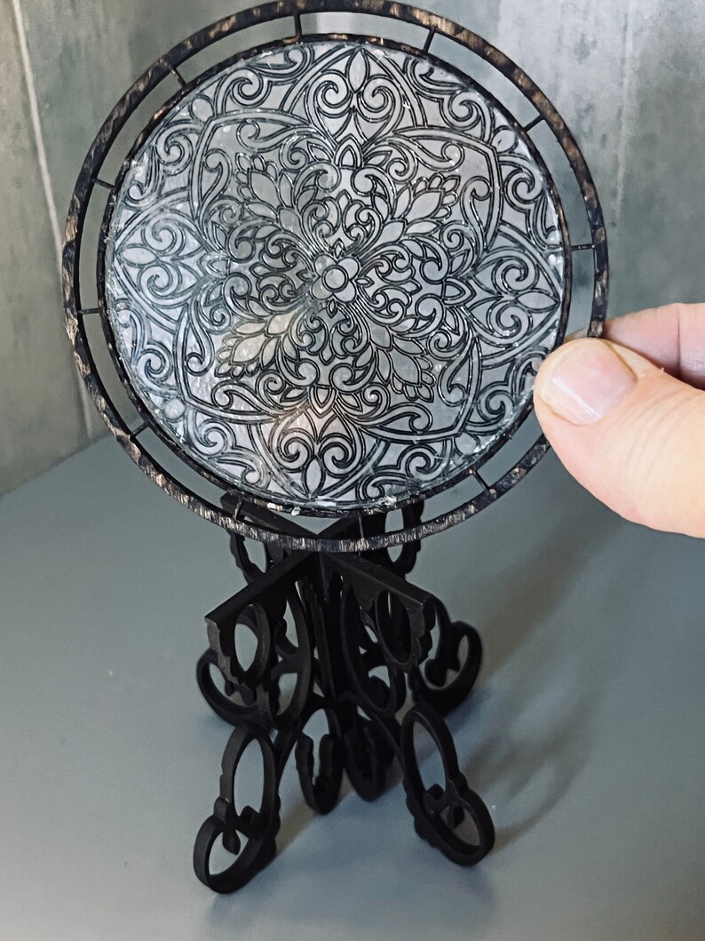 Dollhouse Table Etched Glass Look Acrylic Round Wooden Table - Etsy