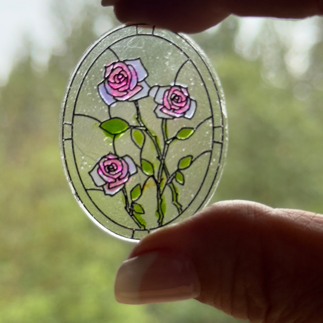 Roses Stained Glass Look Acrylic Window - Etsy