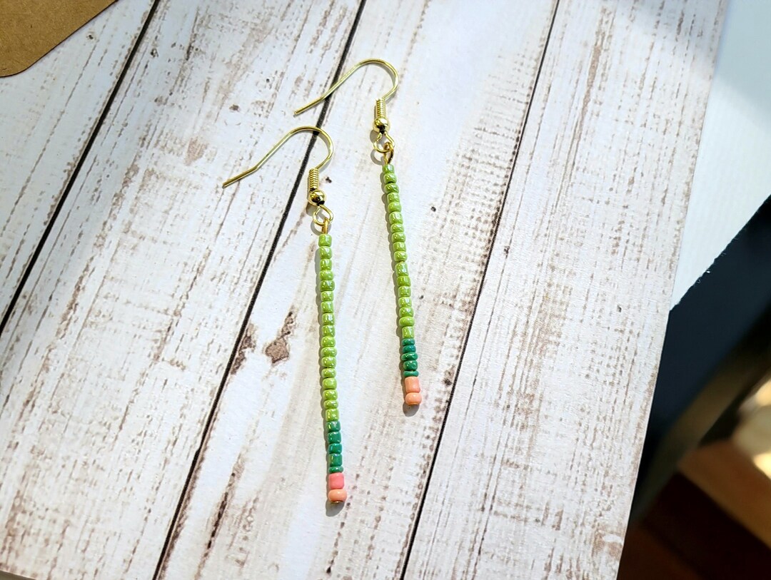 Seed Bead Drop Earrings. Desert Boho Beaded Earrings. Simple Drop ...