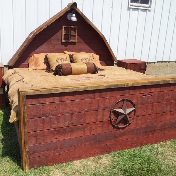 Rustic Bed - Etsy