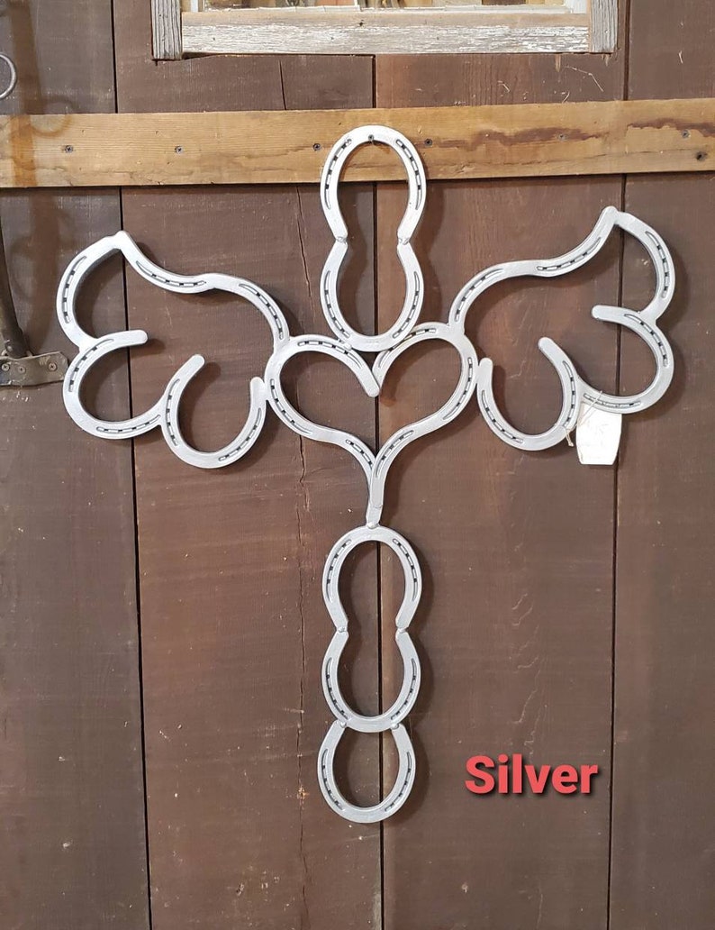 Horseshoe Winged Heart Cross Angel Heart Winged Cross - Etsy