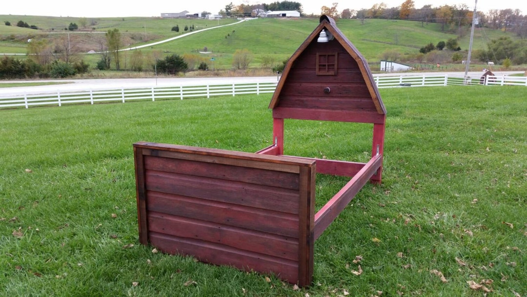 Rustic Authentic Barn Wood Bed Red barn Bed TWIN Size Headboard ...