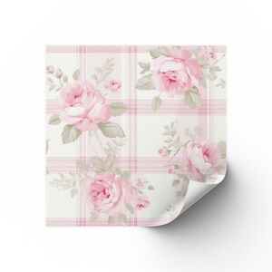 Pink Plaid Roses Seamless Pattern: Commercial Use Print (digital File ...