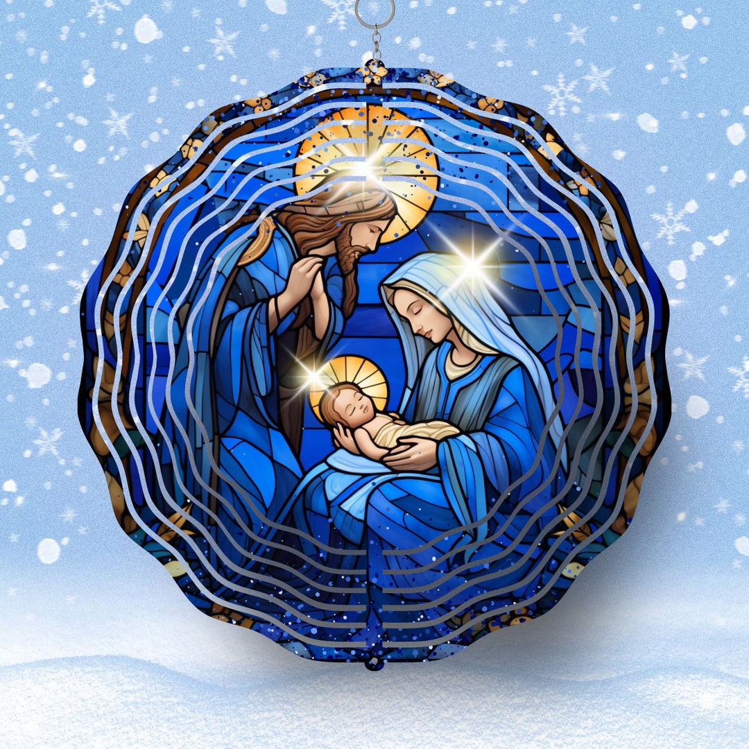 Wind Spinner Tumbler Nativity Mary Joseph Jesus Sparkles Sublimation ...