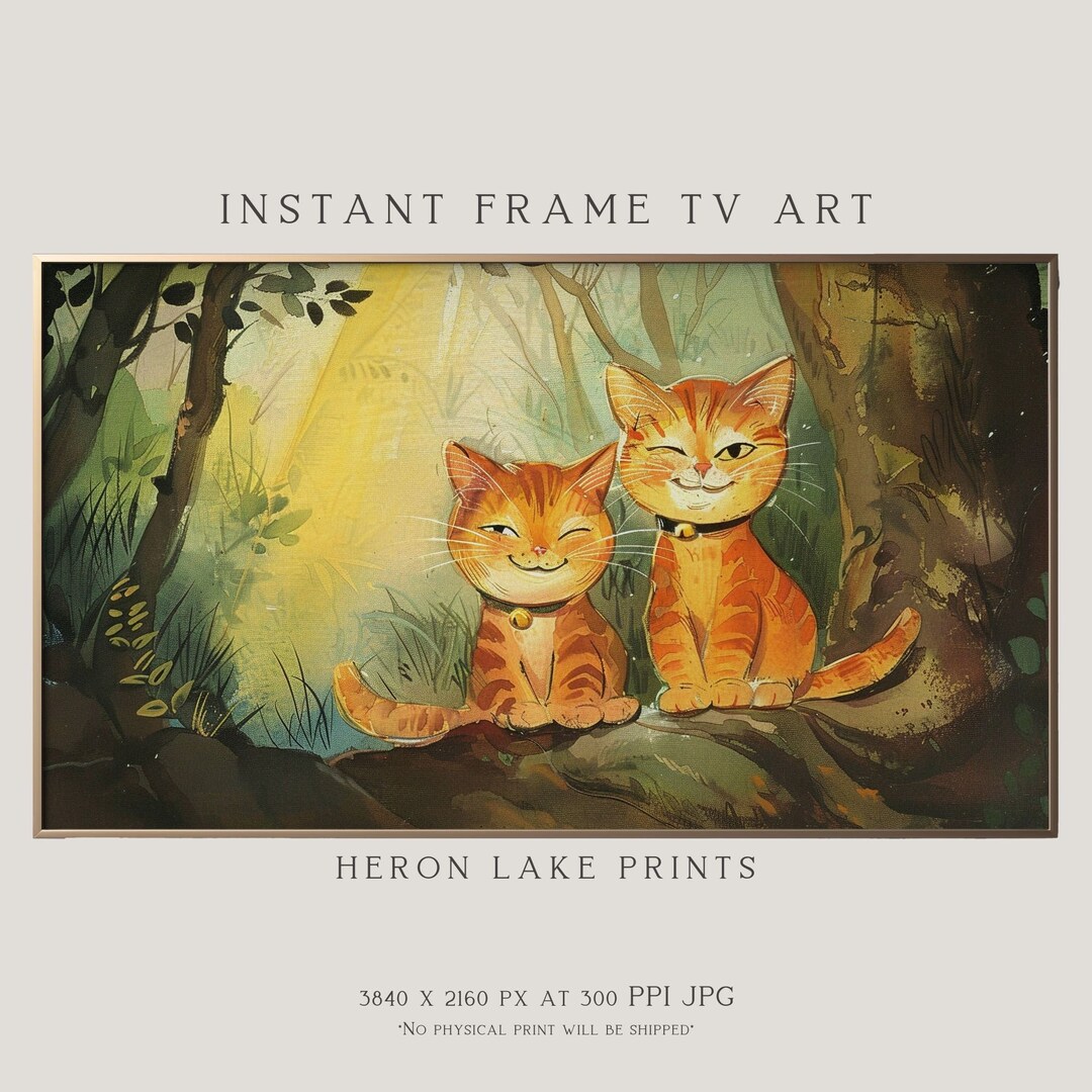 Cute Cats Frame Tv Art, Two Cats Frame Tv Art, Frame Tv Cat Lover Art ...