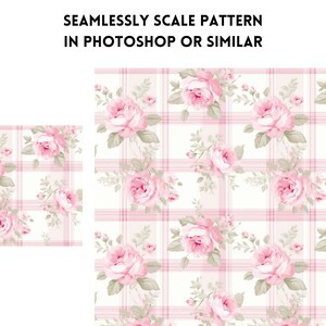 Pink Plaid Roses Seamless Pattern: Commercial Use Print (digital File ...