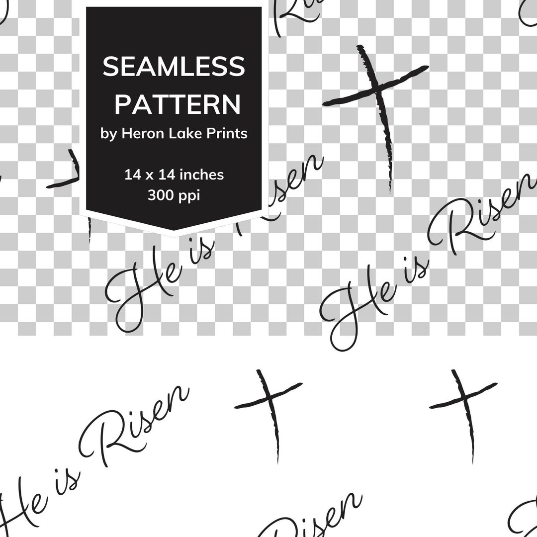 He is Risen Text With Cross Seamless Pattern, SVG & PNG, With ...