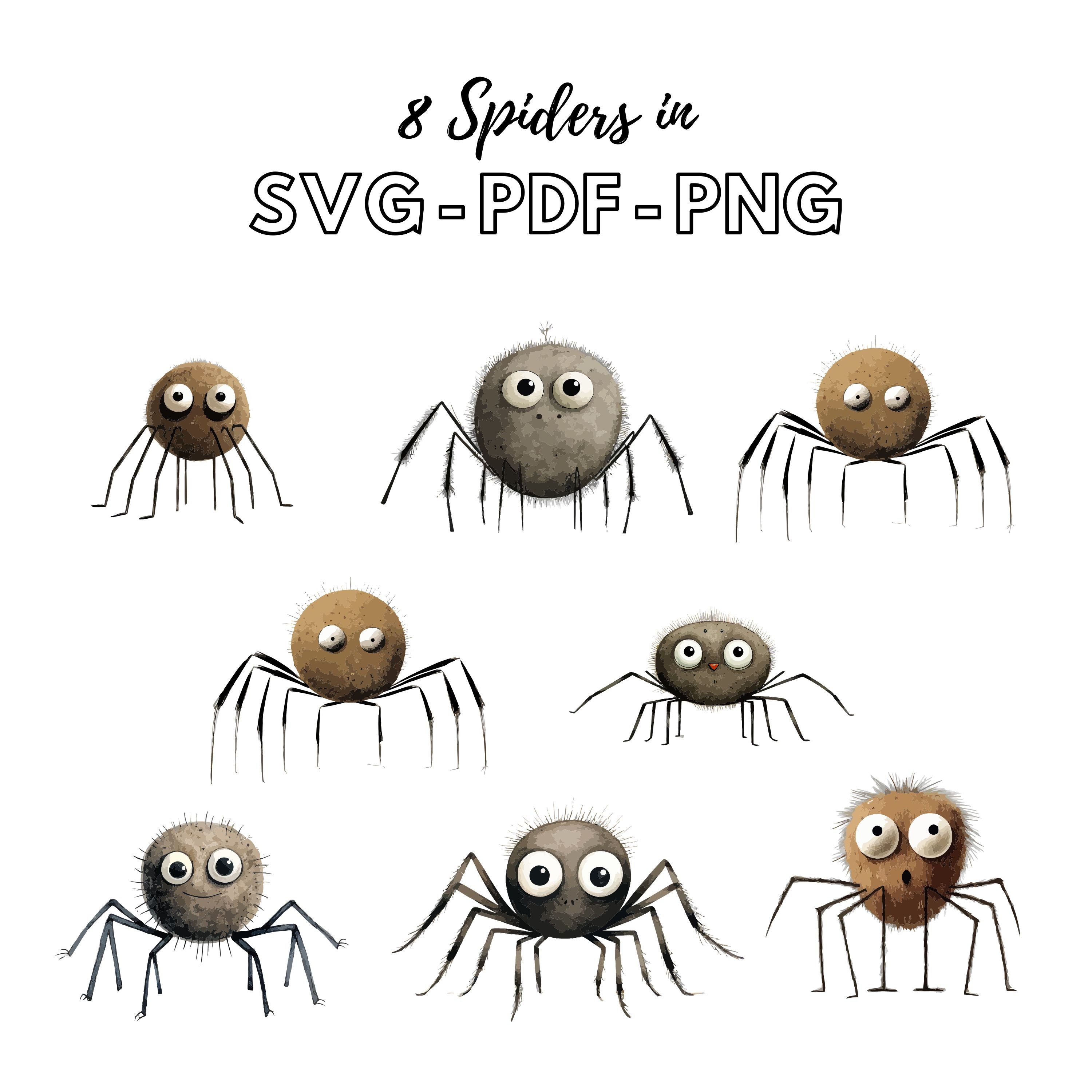 Cute Halloween Spiders Clipart in SVG PDF and PNG Formats - Etsy