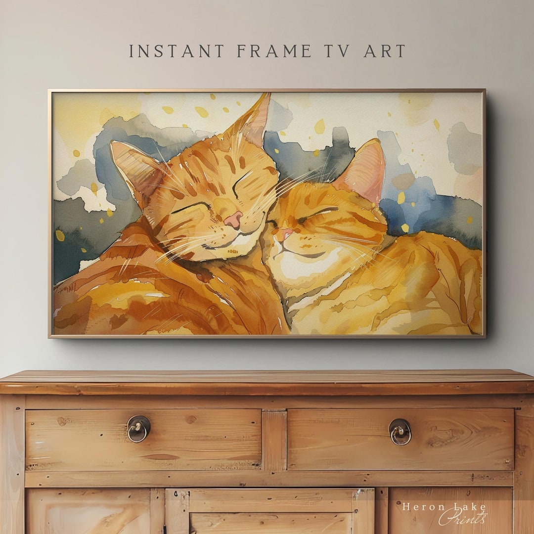 Cute Cats Hugging Frame Tv Art, Spring Frame Tv Art, Frame Tv Cat Lover ...