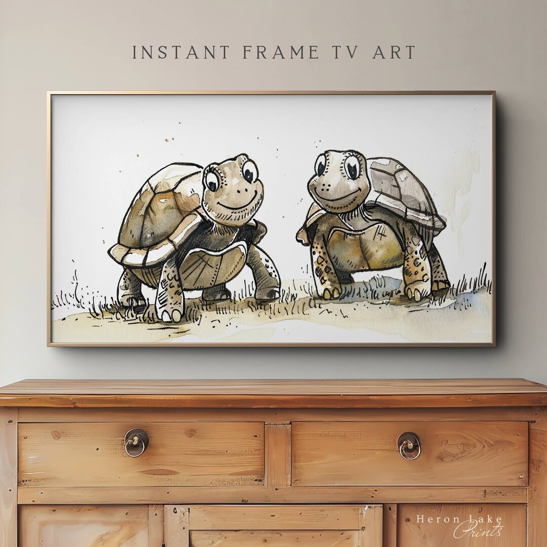 Frame Tv Art, Cute Happy Turtles, Spring Frame Tv Art, Frame Tv Turtle ...