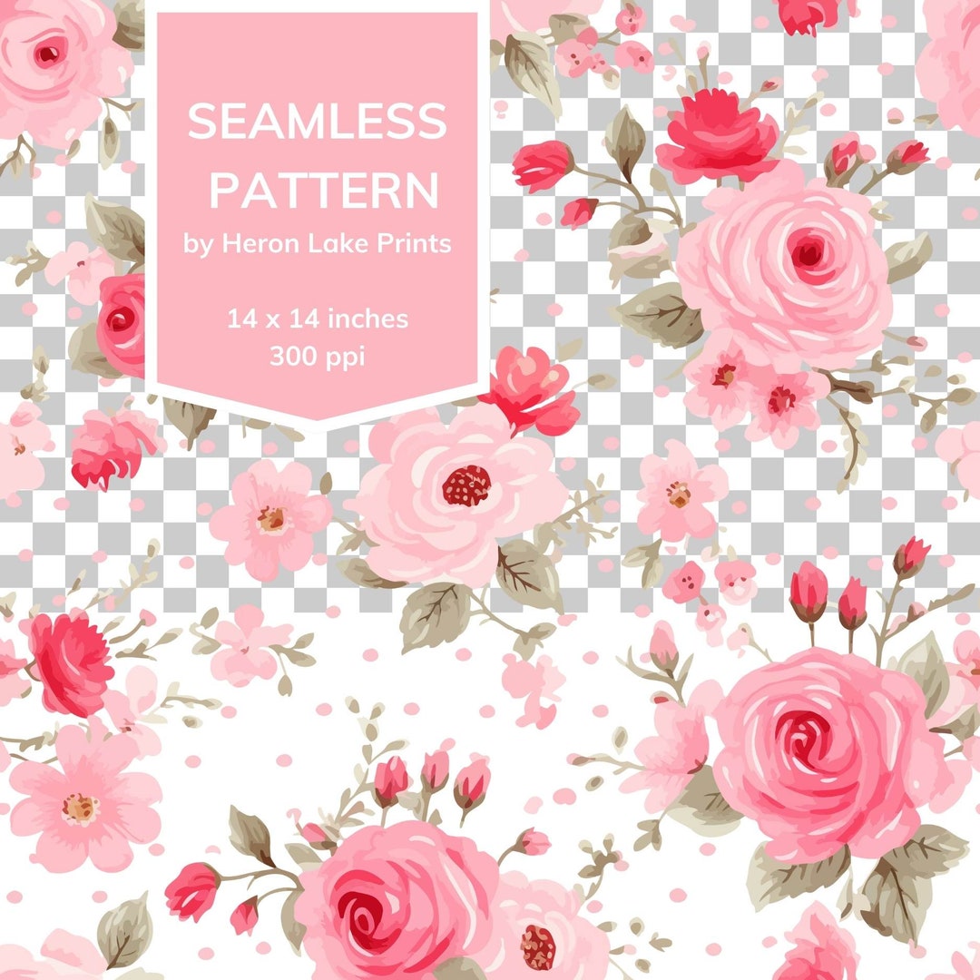 Pink Floral Polka Dots, Seamless Pattern, SVG & PNG, With Transparent ...