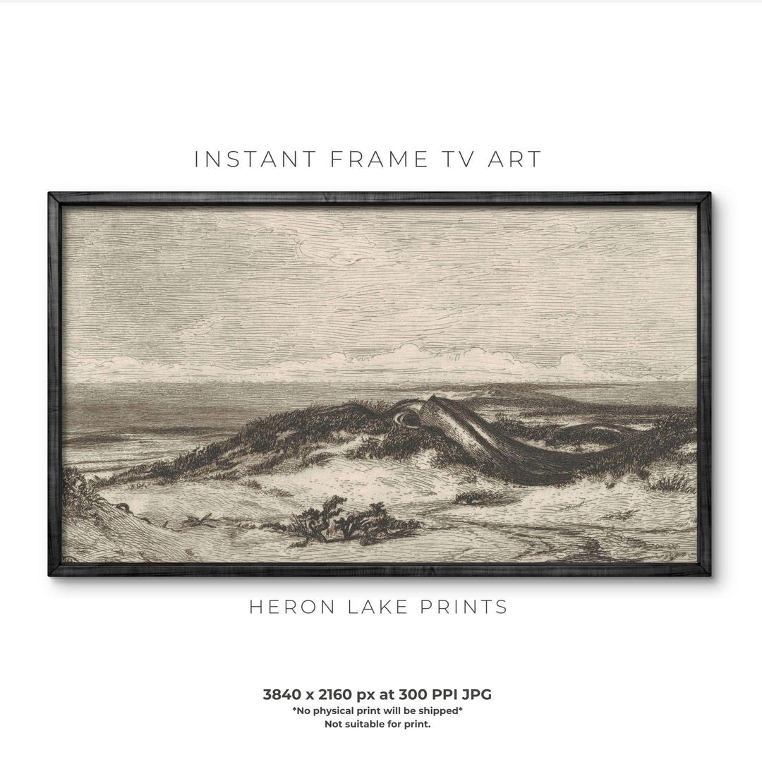Sea Serpent Etching: Vintage Coastal Frame TV Art (digital Download) - Etsy