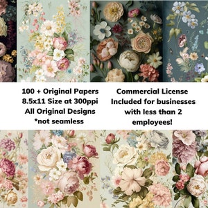 100+ 8.5x11 Shabby Floral Painted Backgrounds. Digital, Letter Size ...