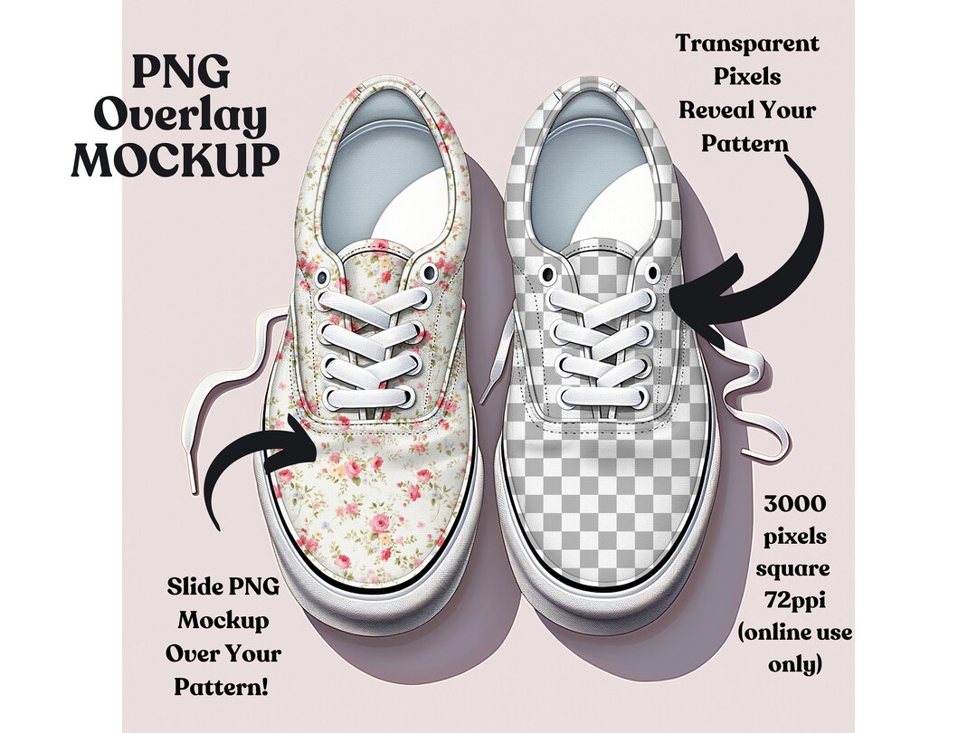 AOP Canvas Shoes Sneakers PNG Mockup Overlay Mobile Friendly Seamless ...