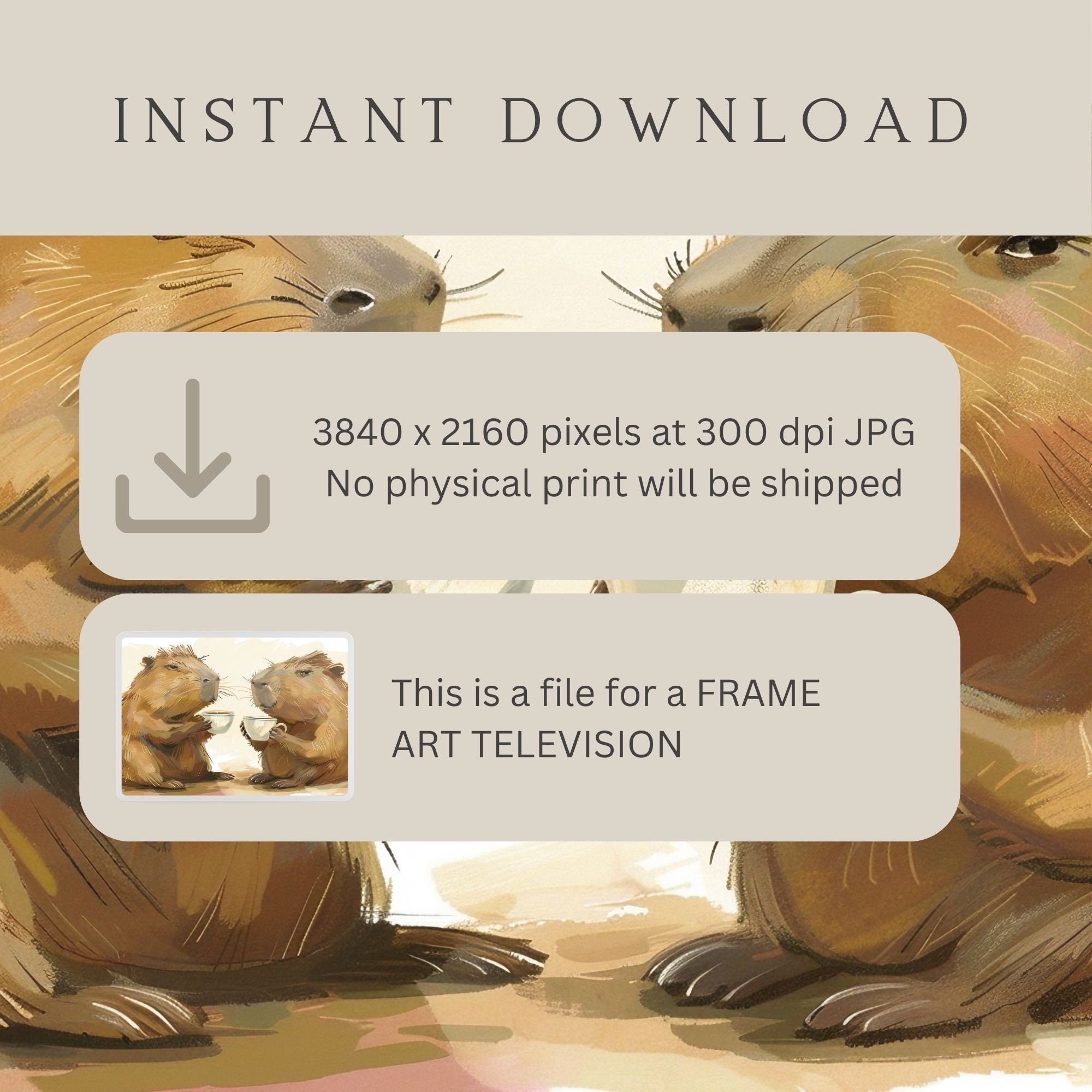 Capybaras Drinking Tea Frame TV Art: Capybara Lover Decor (digital ...