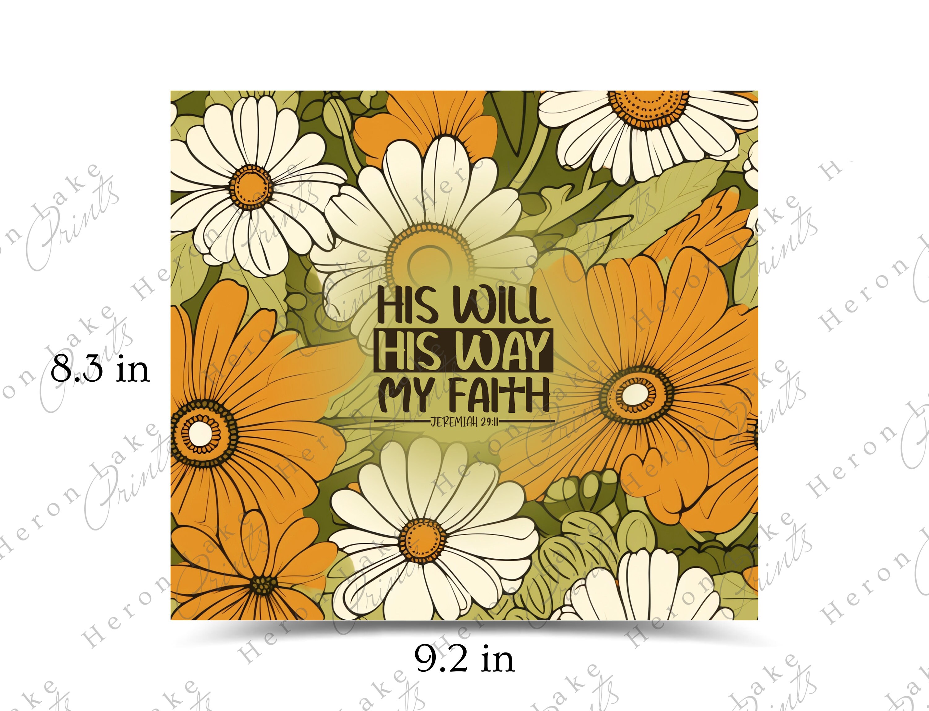 His Will His Way Tumbler Wrap PNG Shabby Chic Floral Christian - Etsy