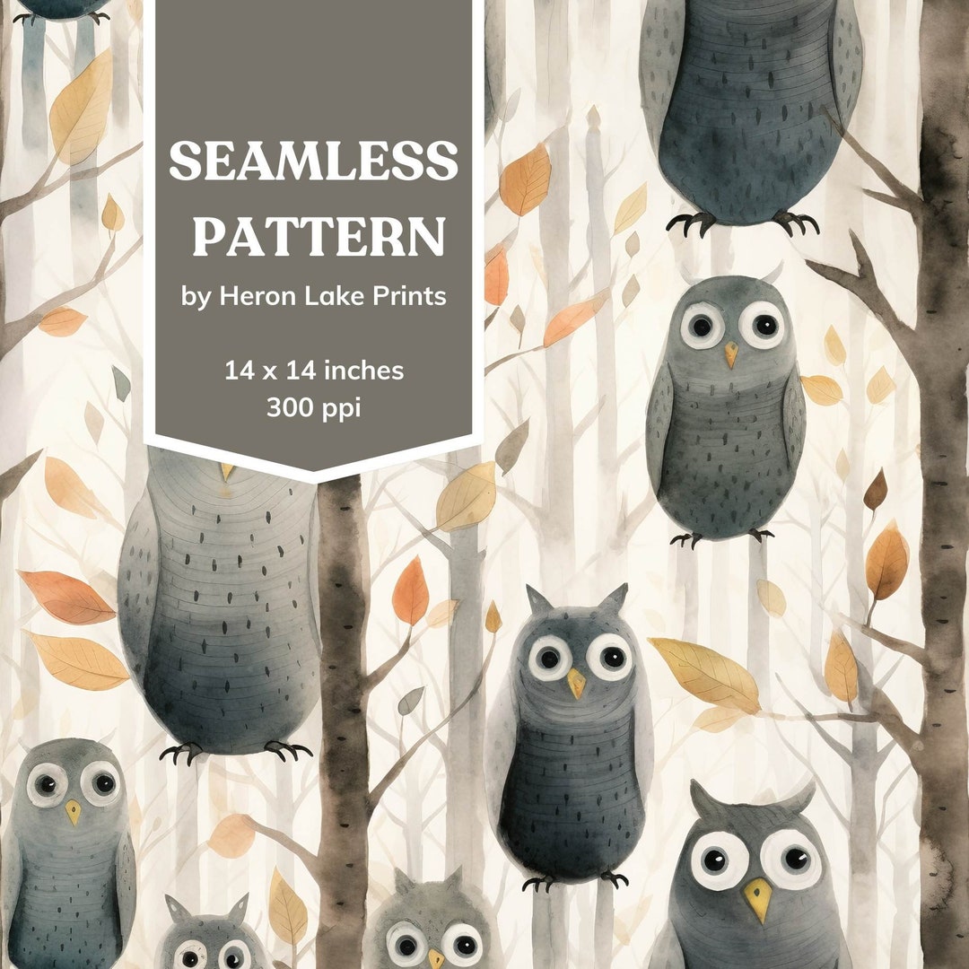 Cute Owls Seamless Repeat Pattern Tile Pastel Watercolor Nature Nursery ...