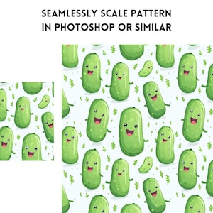 Watercolor Cute Cucumbers Pickles Seamless Pattern, Print on Demand ...