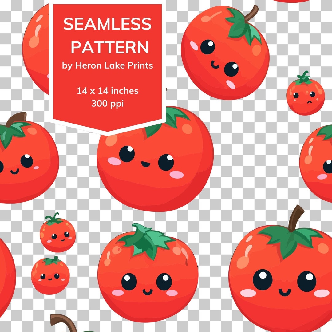 PNG Kawaii Cute Tomatoes, Png & Svg, Seamless Repeat Pattern Tile With ...