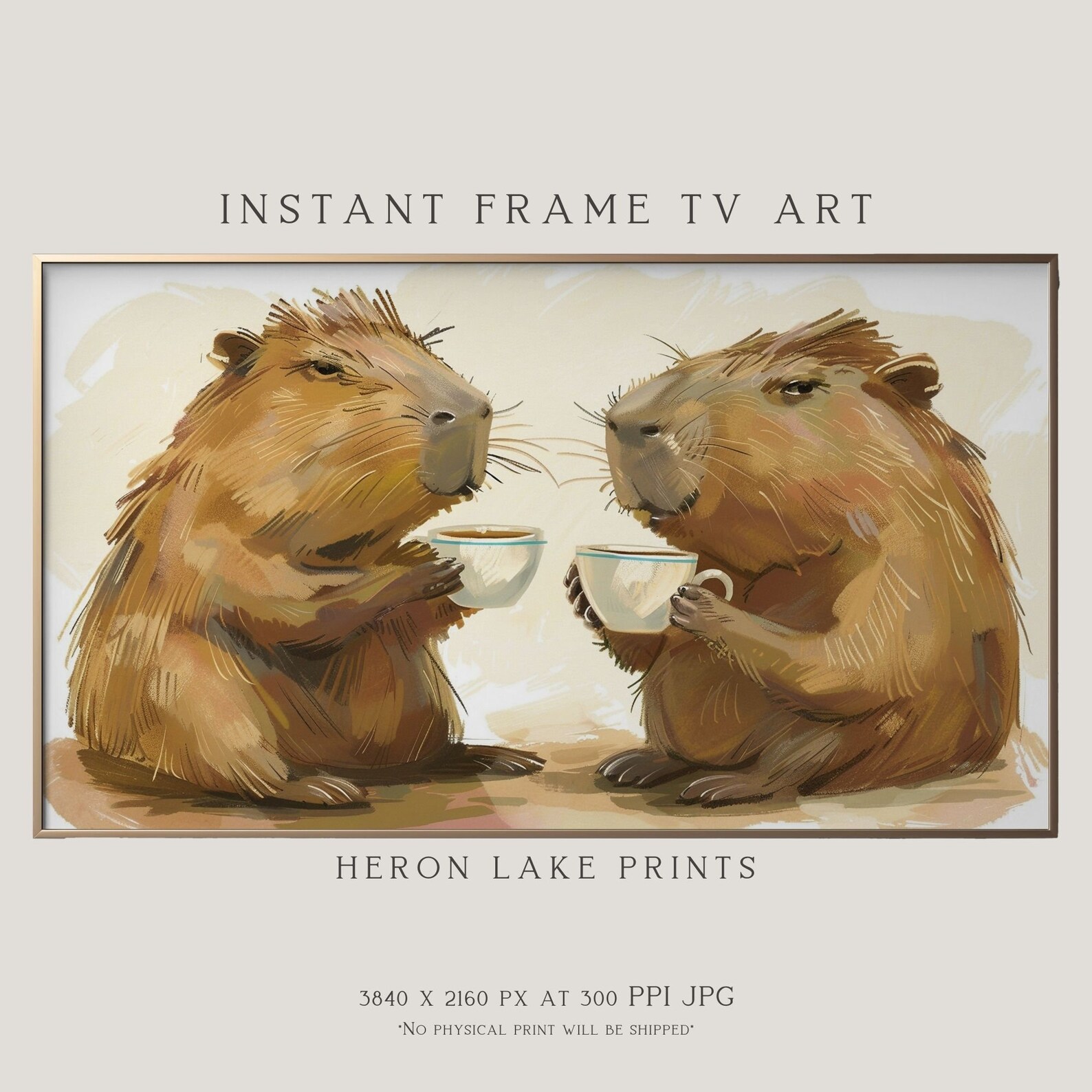 Capybaras Drinking Tea Frame TV Art: Capybara Lover Decor (digital ...