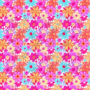 Bright Retro Hot Pink Watercolor Floral Seamless Pattern Repeat Tile ...