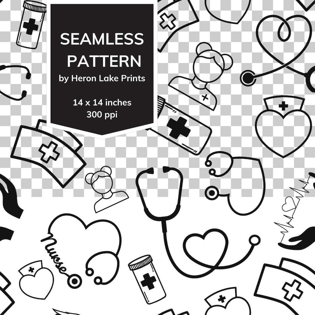 Nurse Nursing Nurses Seamless Pattern, SVG & PNG, With Transparent ...