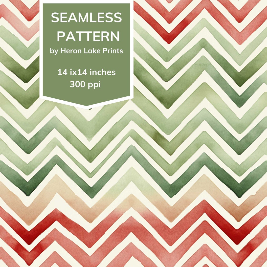 Christmas Chevron Seamless Pattern: Red & Green Print-on-demand ...