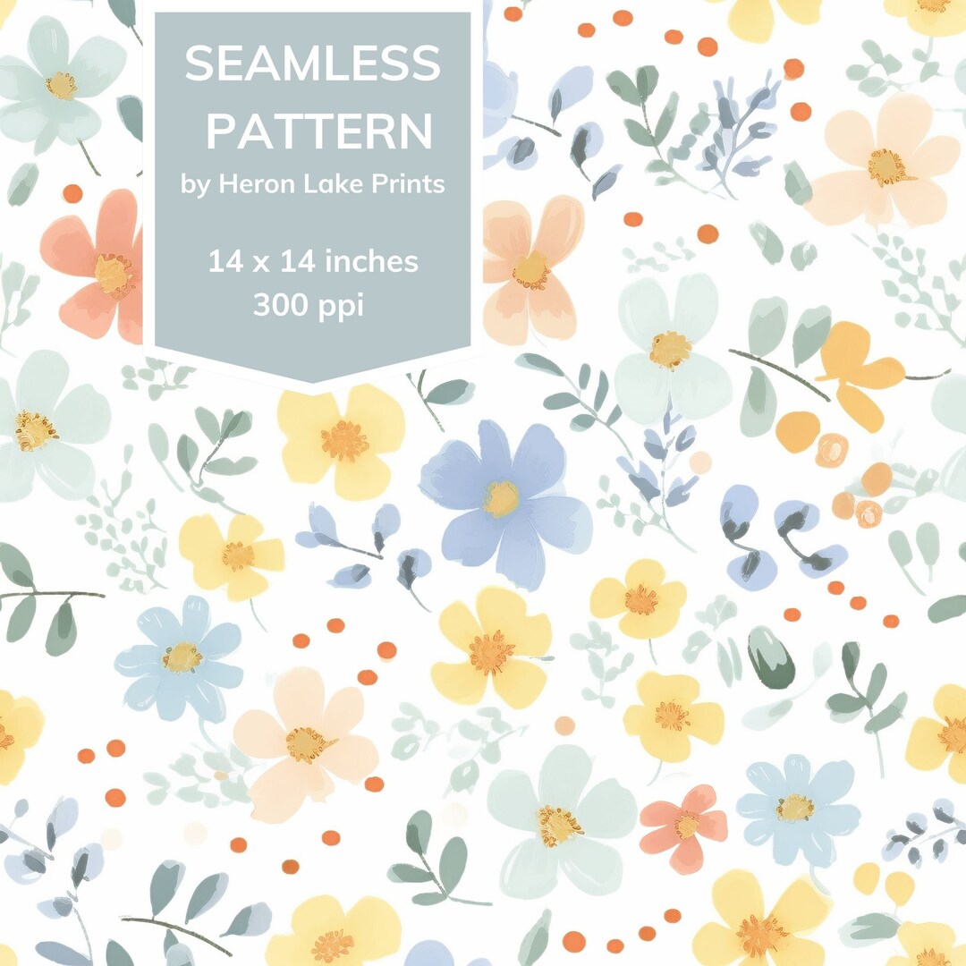 Romantic Ditsy Floral Printable Pattern Tile Feminine Pretty Style ...