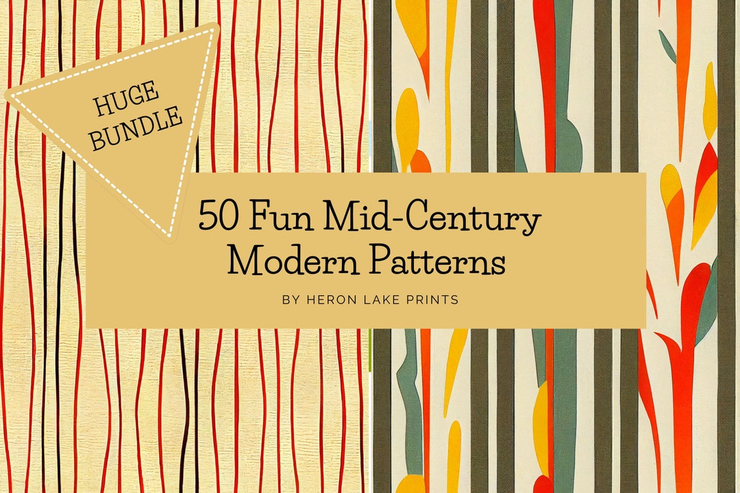 50 Mid-century Modern Digital Papers: Abstract Space Patterns (digital ...