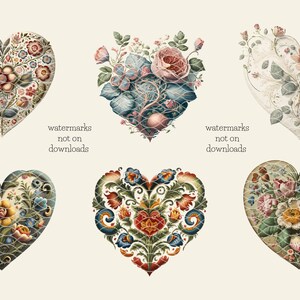 7 Valentine Floral Heart Svgs, Pdfs, Pngs, Rosemaling Heart Clip Art ...