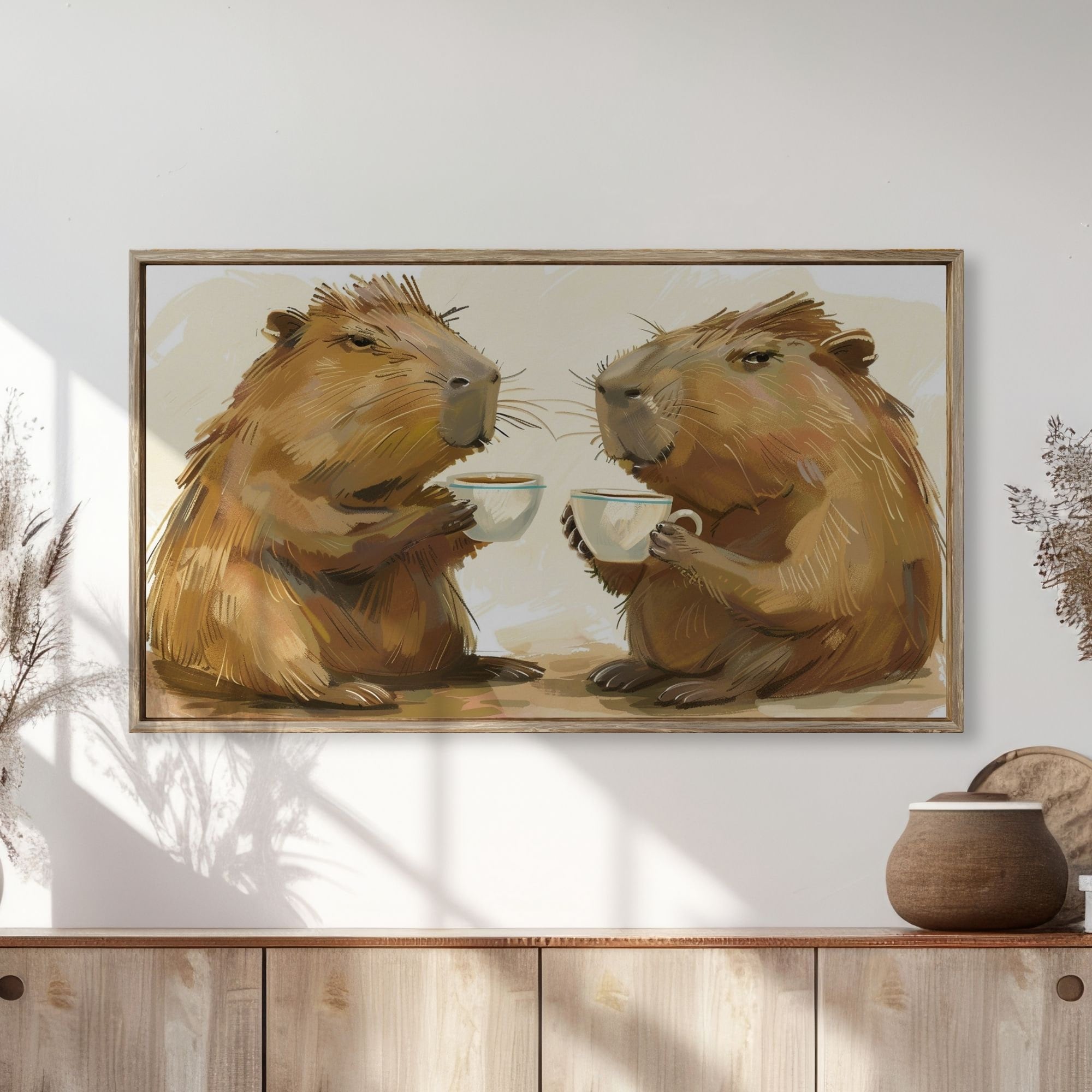 Capybaras Drinking Tea Frame TV Art: Capybara Lover Decor (digital ...