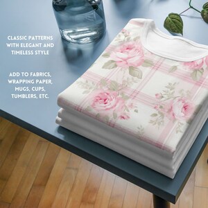Pink Plaid Roses Seamless Pattern: Commercial Use Print (digital File ...